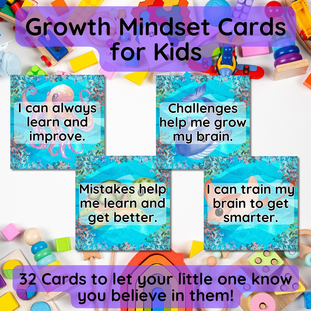 Growth Mindset Cards for Kids, Lunchbox Notes, Positive Affirmations ...