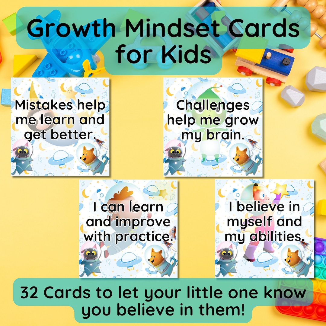 Growth Mindset Cards for Kids, Lunchbox Notes, Positive Affirmations ...