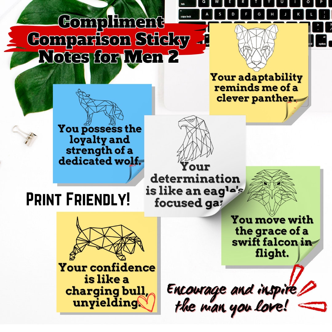 Printable Compliment Sticky Notes, Encourage Husband, Boyfriend Love ...