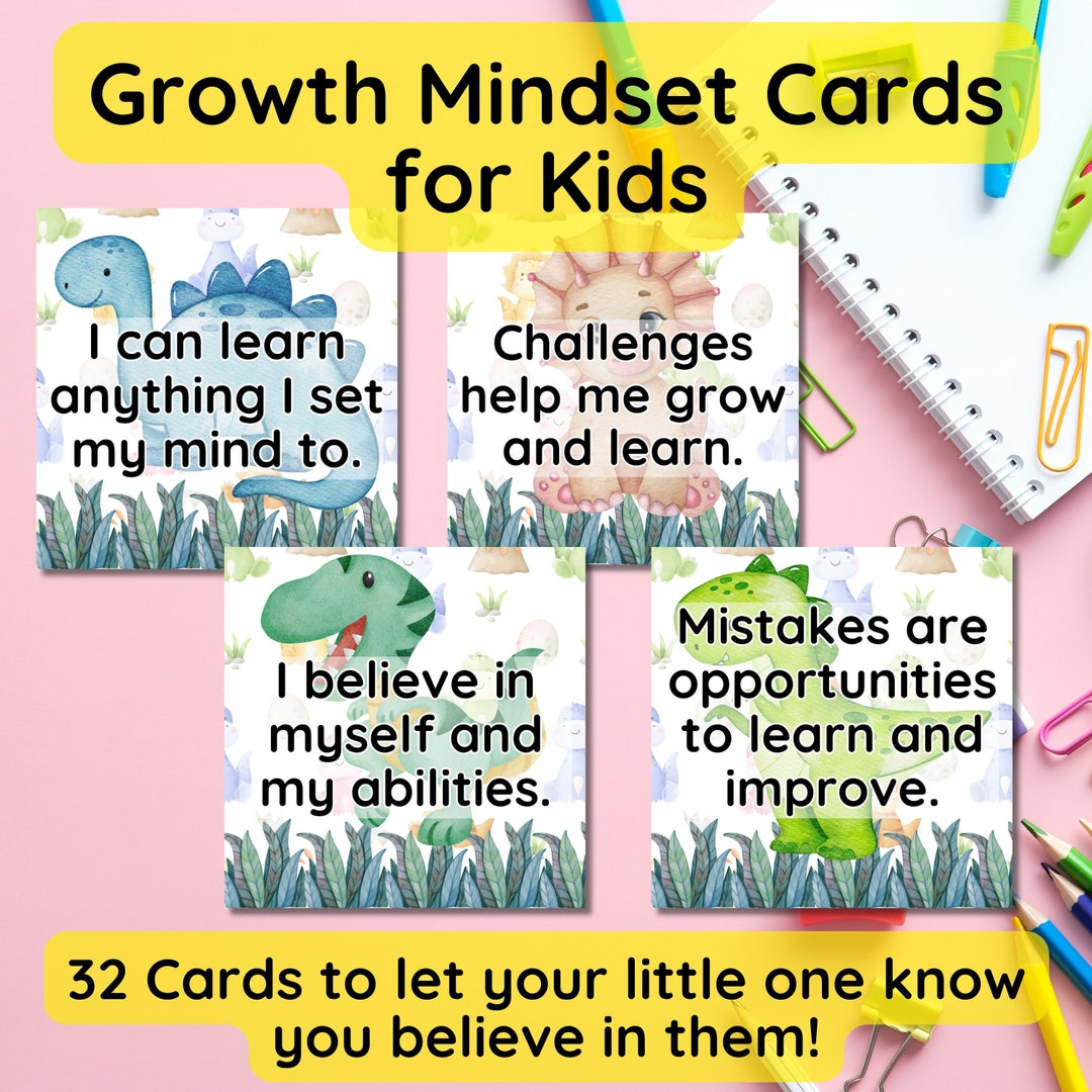Growth Mindset Cards for Kids, Lunchbox Notes, Positive Affirmations ...