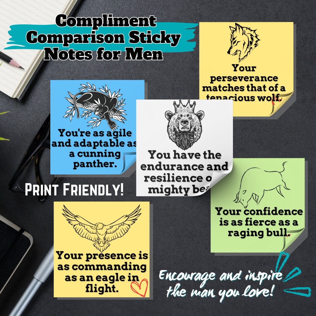 Printable Compliment Sticky Notes, Encourage Husband, Boyfriend Love ...