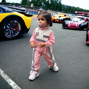 Custom Name Baby Girl Racer Suit Pink Birthday Costume, Baby Girl ...