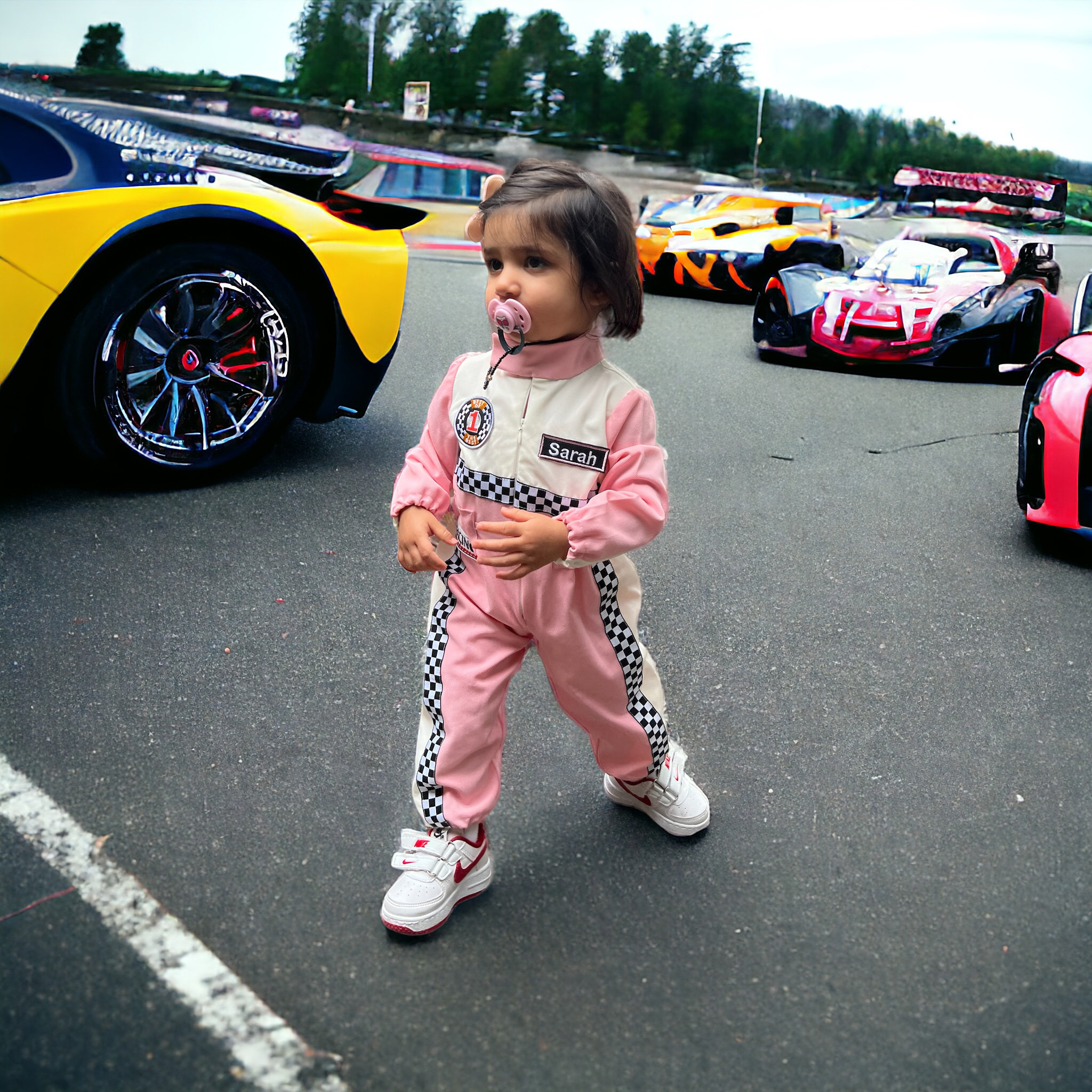 Personalized Baby Girl Toddler Pink Racer Jumpsuit Kids Baby Racer ...