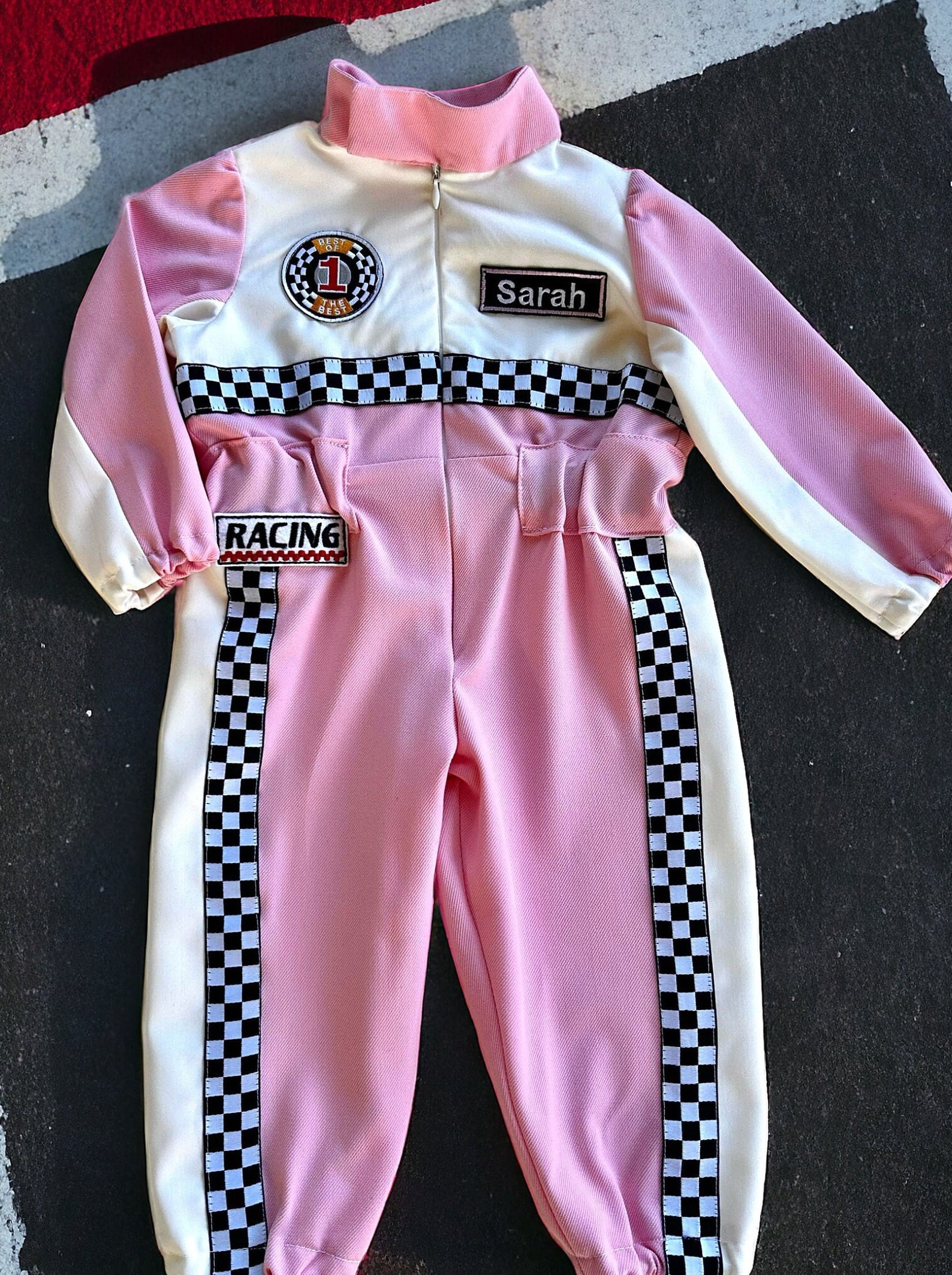 Personalized Baby Girl Toddler Pink Racer Jumpsuit Kids Baby Racer ...