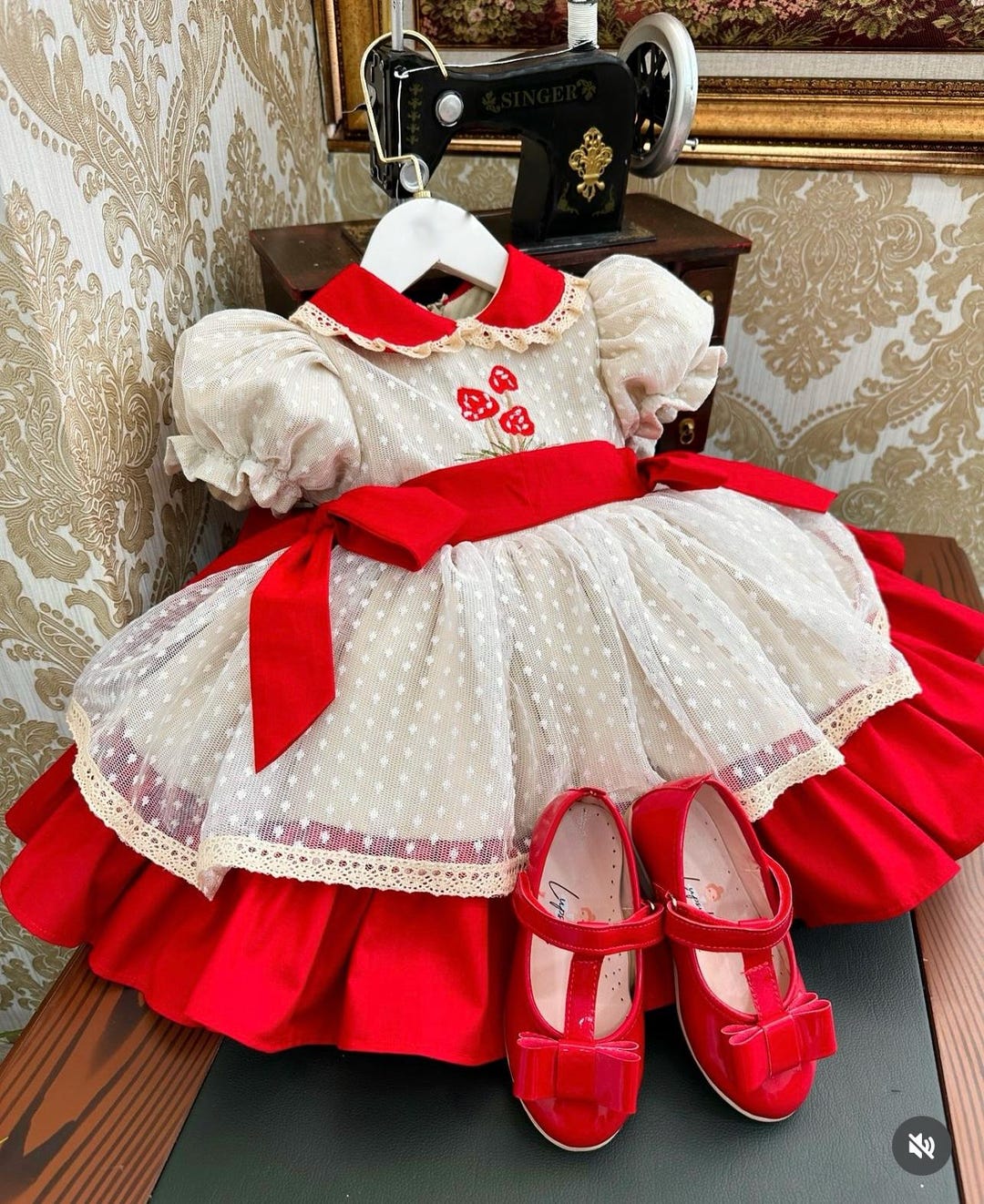 Comfy Tulle Vintage Style Red Baby Girl Birthday Dress, Girls Cute ...
