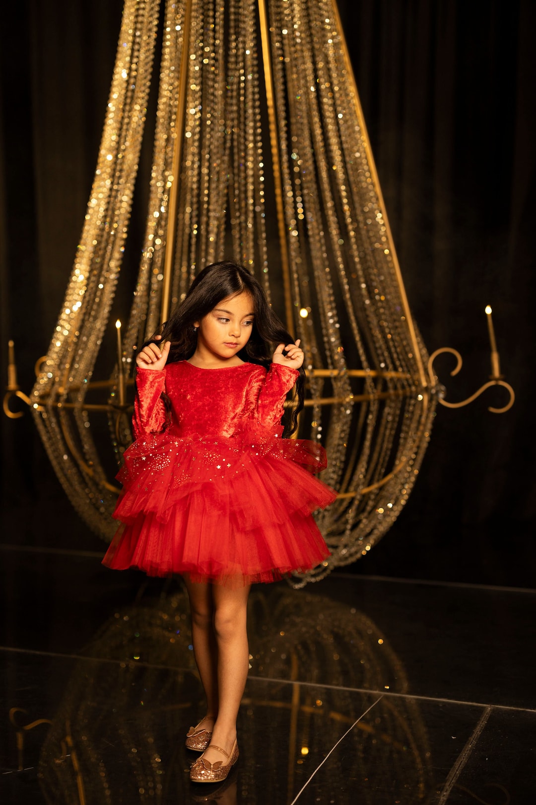 Starry Fair Baby Girl Christmas Dress, Red Velvet Kids Toddler ...