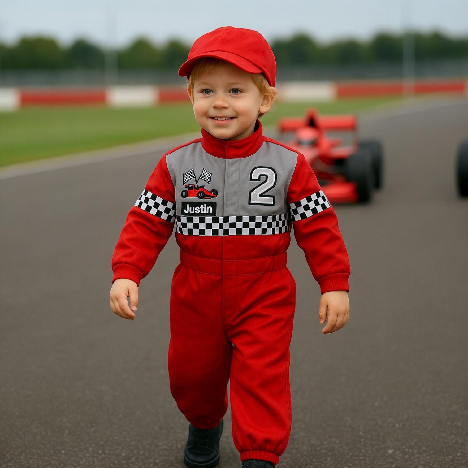 Red & Gray Kids Race Car Driver Costume Personalized Halloween Costume ...