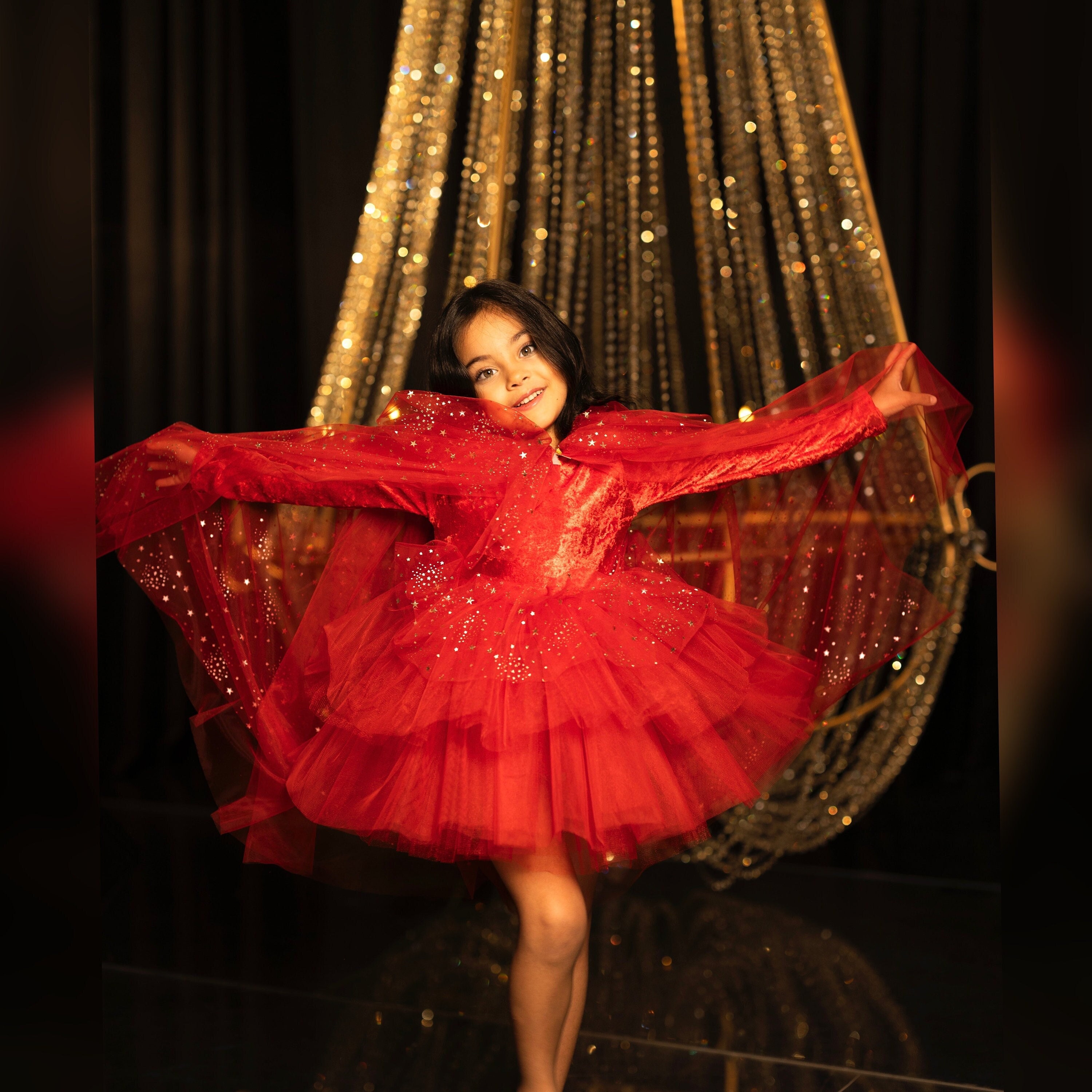 Starry Fair Baby Girl Christmas Dress Red Velvet Kids Toddler - Etsy