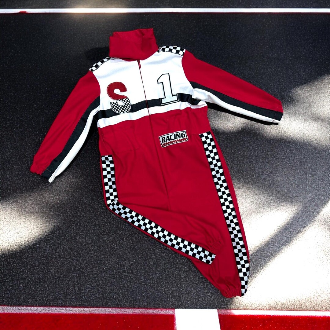 Custom Initial Number Baby Boy Racing Suit Costume, Kids Toddler Red ...