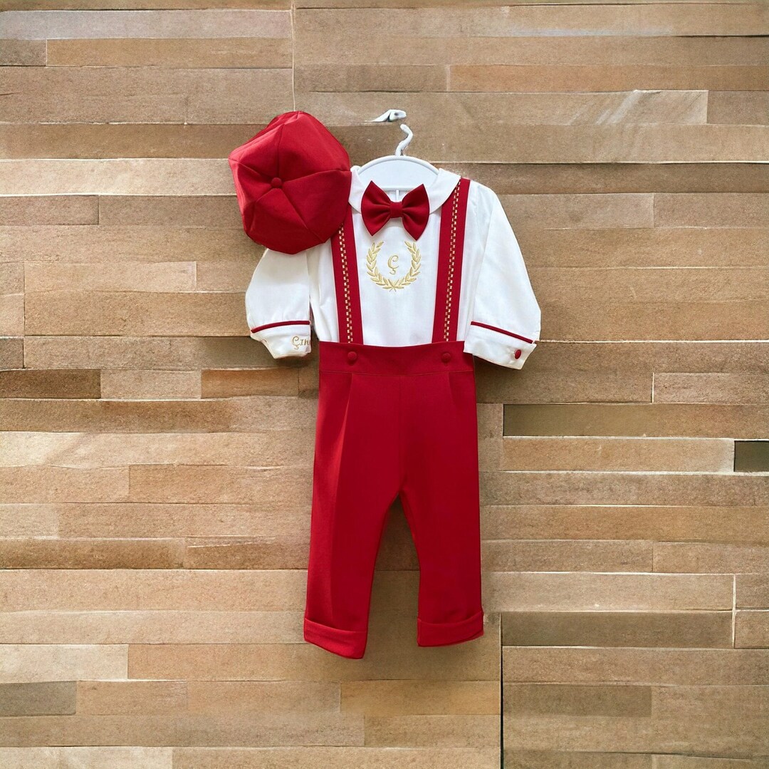 Red Baby Boy Birthday Outfit Set, Custom Name or Initial Number ...