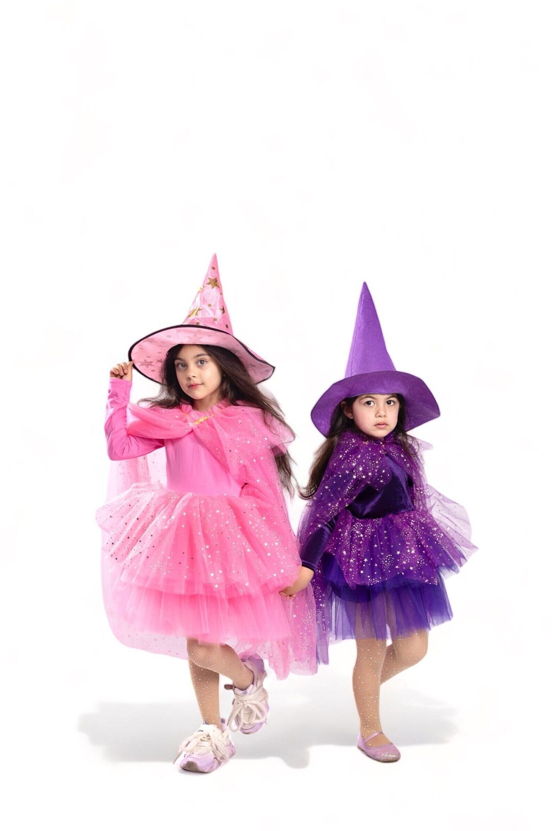 Kids Starry Fairy Witch Costume Pink Purple Black Whimsical Witch ...