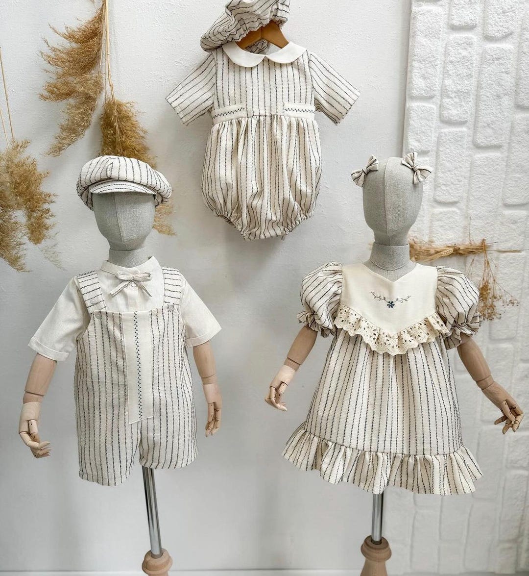 Beige Sister and Brother Matching Birthday Outfit, Kids Matching ...