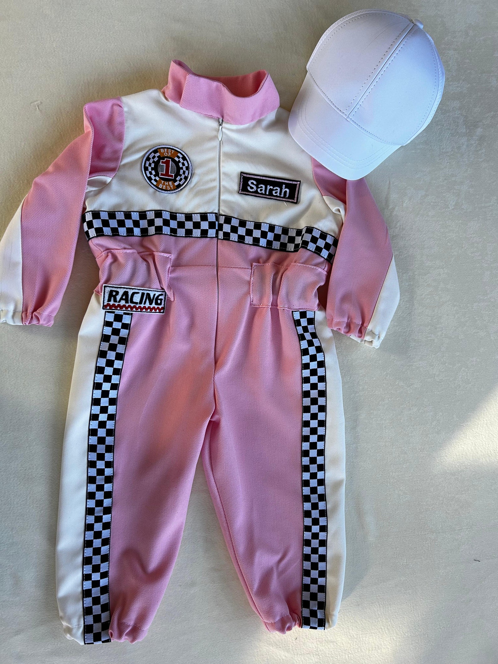 Personalized Baby Girl Toddler Pink Racer Jumpsuit Kids Baby Racer ...