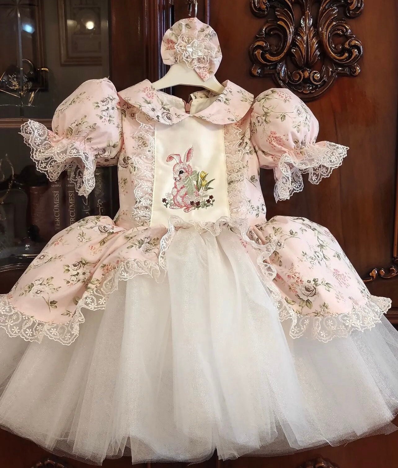 Girl Easter Dress, Bunny Embroidery Tutu Skirt Vintage Style Kids ...