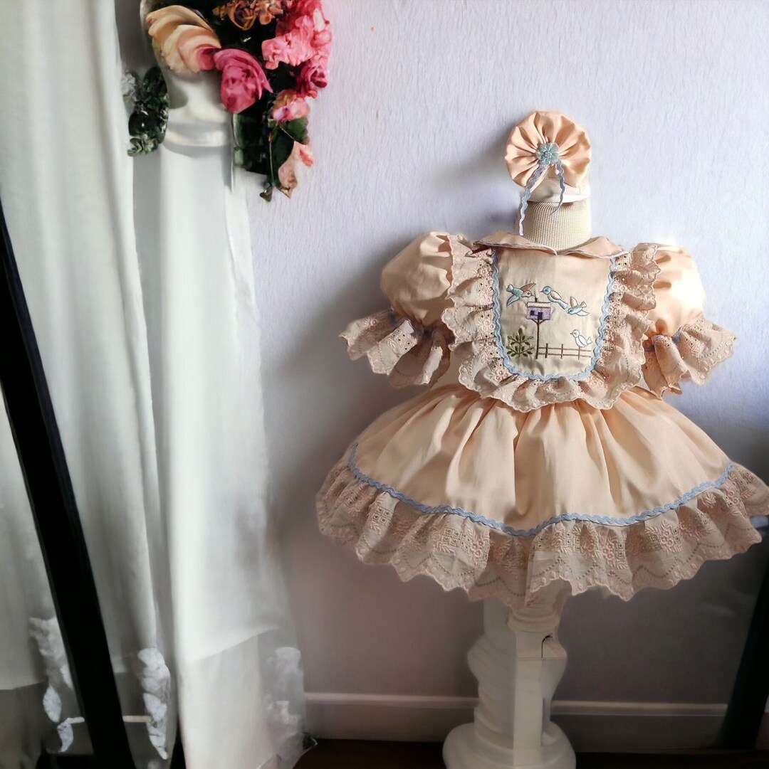 Magical Baby Girl Birthday Dress, Embroidery Girl Retro Style Luxury ...
