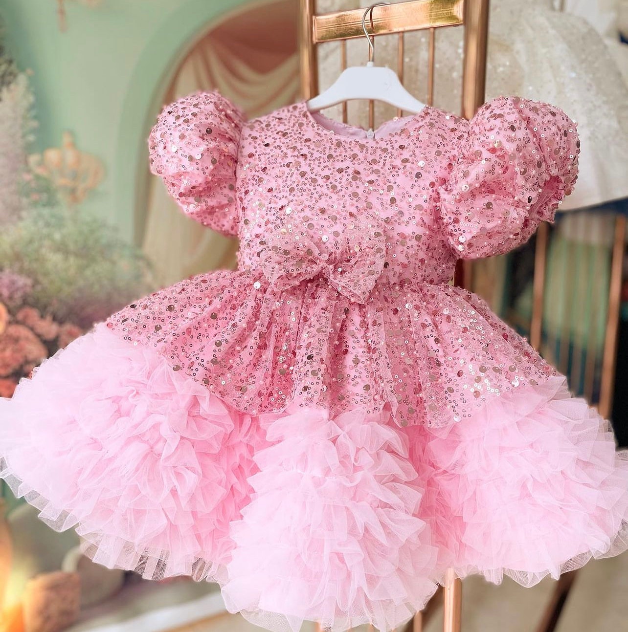 Cute Sequin Baby Pink Sequin Birthday Party Dress Girl - Etsy
