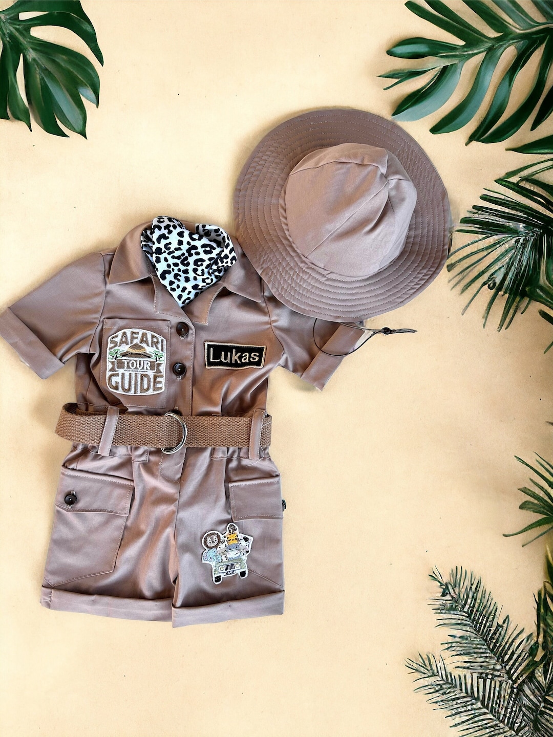 Custom Name Kids Safari Theme Birthday Costume , Safari Guide Baby Boy ...