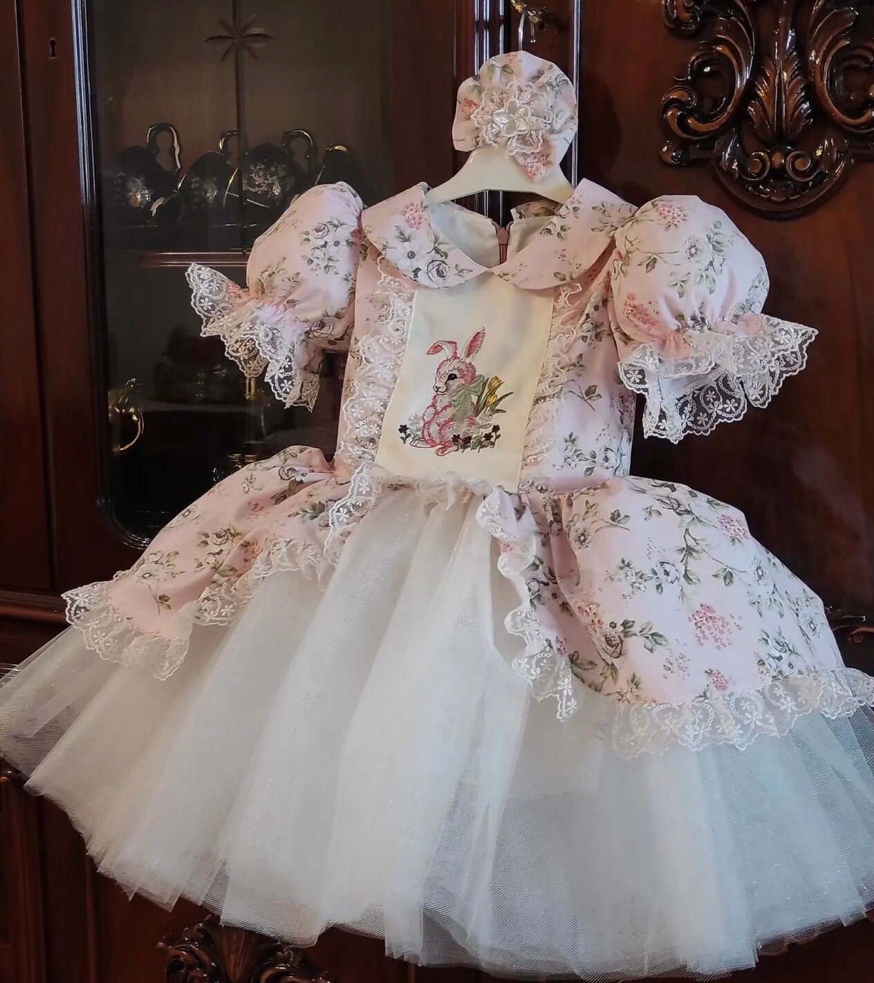 Girl Easter Dress, Bunny Embroidery Tutu Skirt Vintage Style Kids ...
