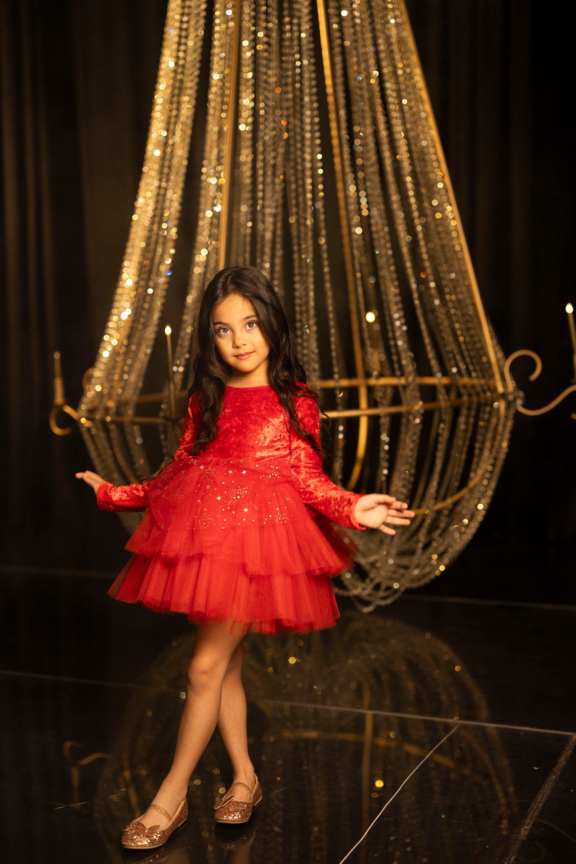 Starry Fair Baby Girl Christmas Dress Red Velvet Kids Toddler - Etsy