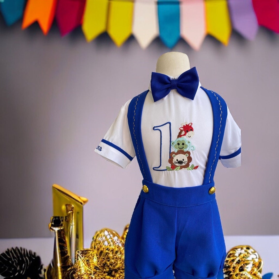 Blue Baby Boy Embroidered Baby Boy Outfit, Kids Custom Number Name Baby ...