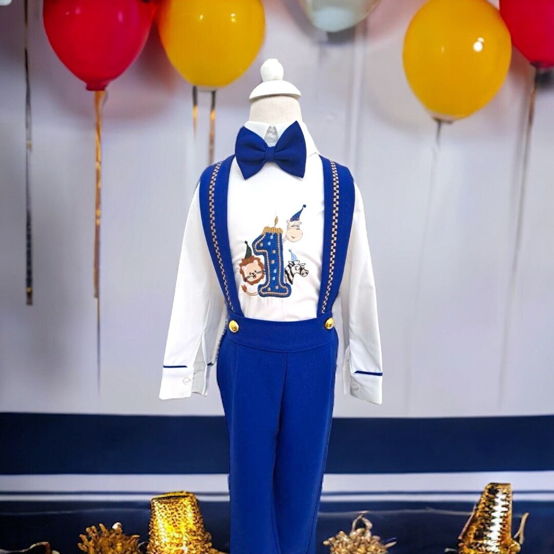 Blue Baby Boy Custom Number Birthday Outfit Set, Kids Toddler Birthday ...