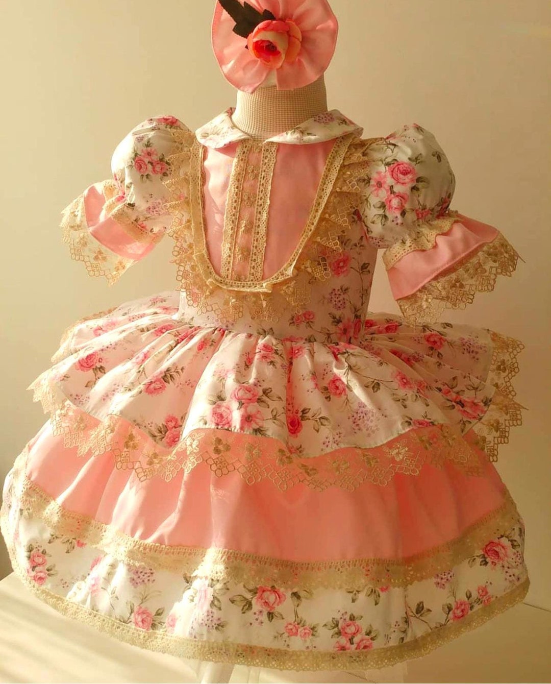 Royal Style Vintage Baby Girl Birthday Party Dress, Girls Floral Easter ...