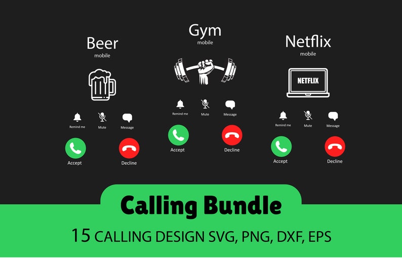 Incoming Call SVG Bundle, Svg, Dxf, Png, Calling Svg Bundle ...