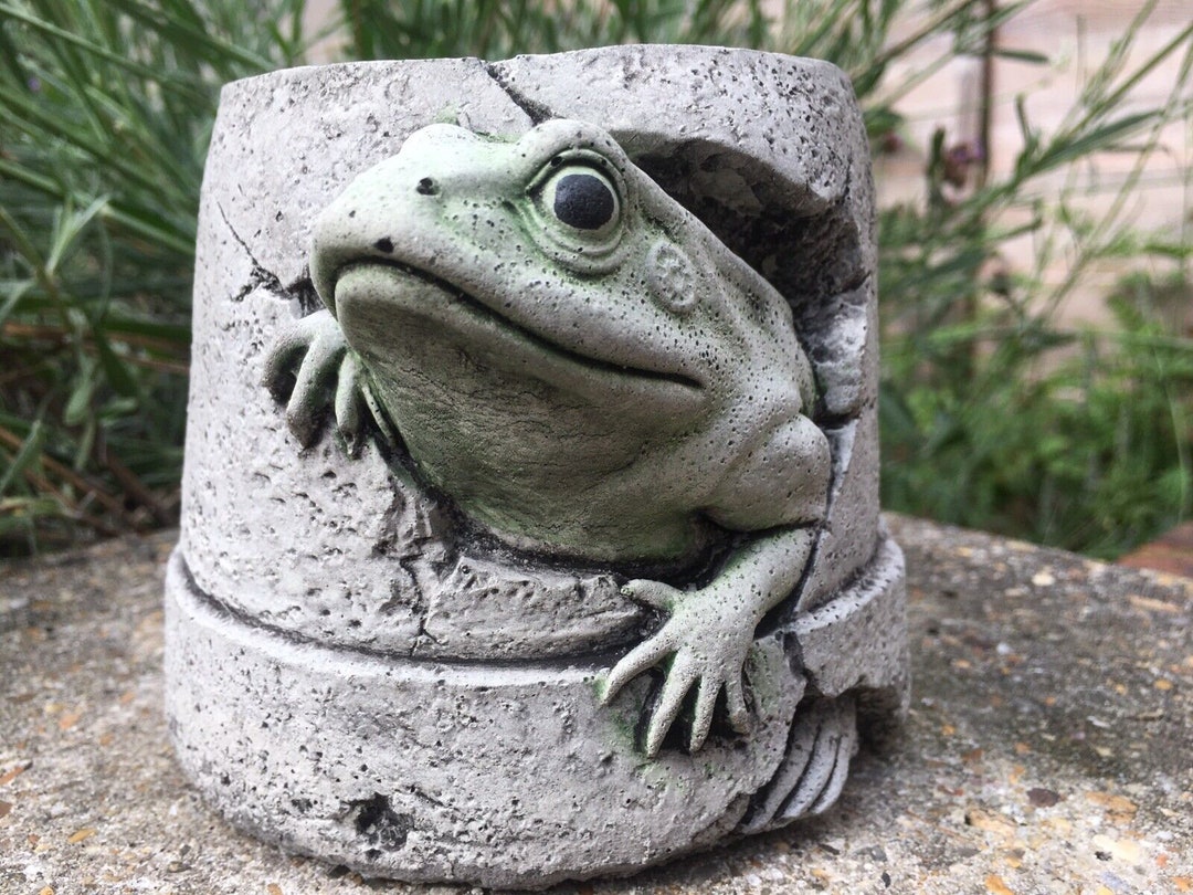Cute Frog Hiding in a Pot Statue - Garden Ornament - Hand Cast - Etsy