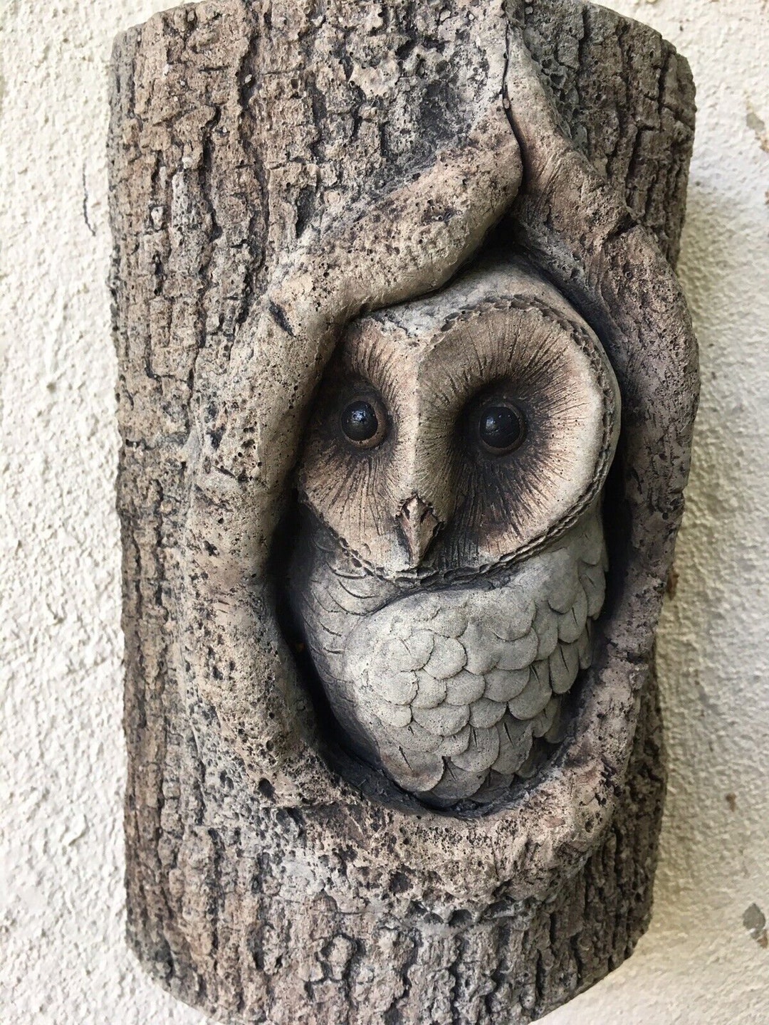 Owl - Wall Hanging - Hand Cast Stone Garden Ornament - Etsy UK