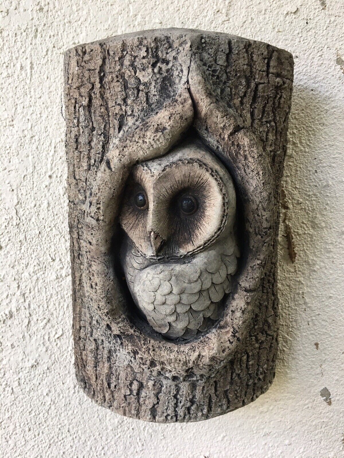 Owl Wall Hanging Hand Cast Stone Garden Ornament - Etsy UK