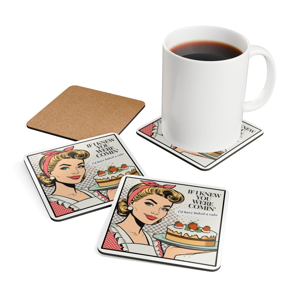 Vintage 1950s Pop Art Coaster Set, Vintage Retro Drink Coasters ...