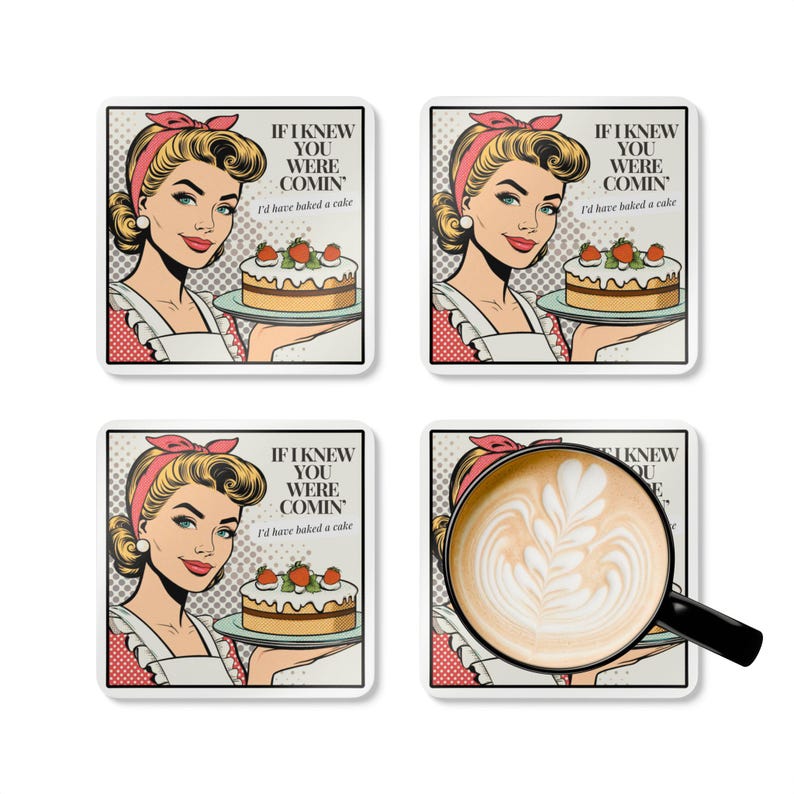 Vintage 1950s Pop Art Coaster Set, Vintage Retro Drink Coasters ...