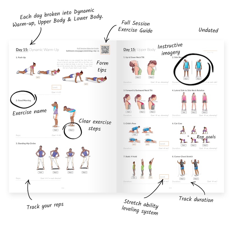 Stretching Sidekick Journal: 66 Daily Routines (digital PDF) - Etsy