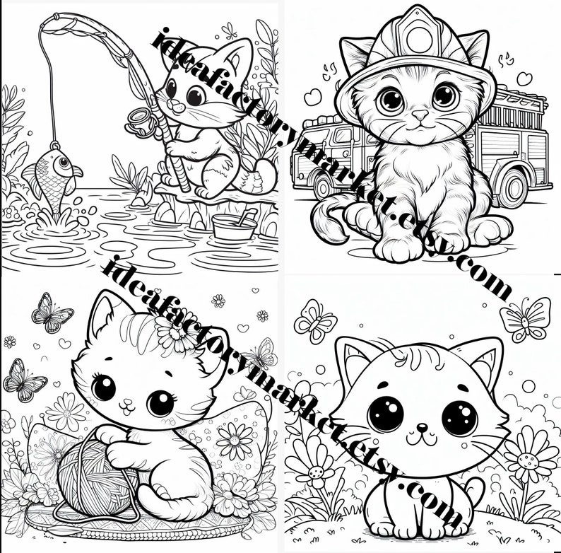 Kitten Coloring Pages Kit: Adorable and Printable Cat Designs for Kids ...