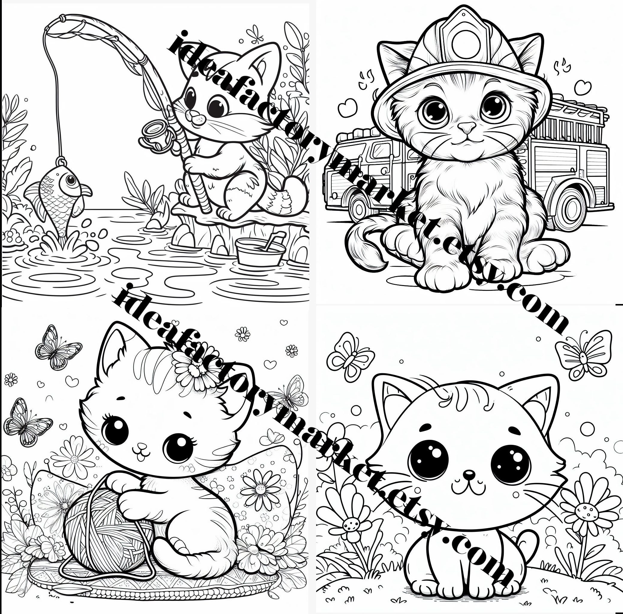 Kitten Coloring Pages Kit: Adorable and Printable Cat Designs for Kids ...