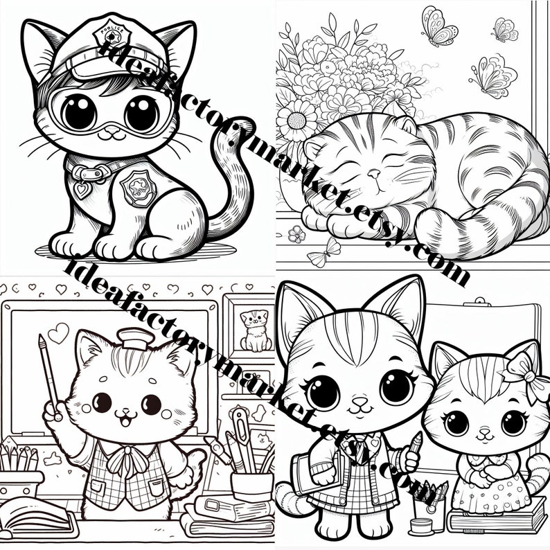 Kitten Coloring Pages Kit: Adorable and Printable Cat Designs for Kids ...