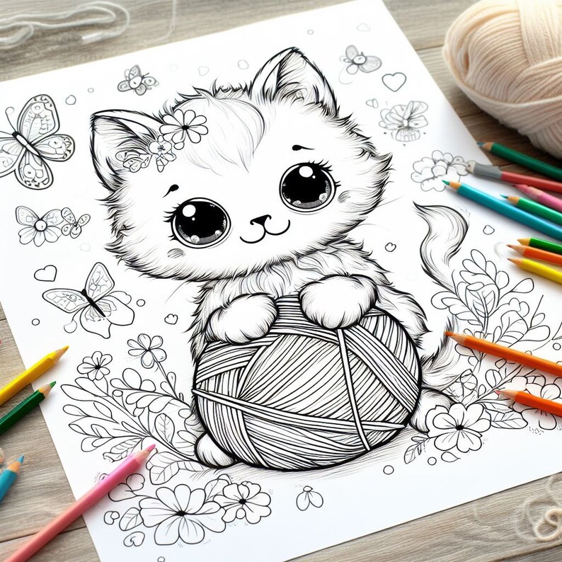 Kitten Coloring Pages Kit: Adorable and Printable Cat Designs for Kids ...