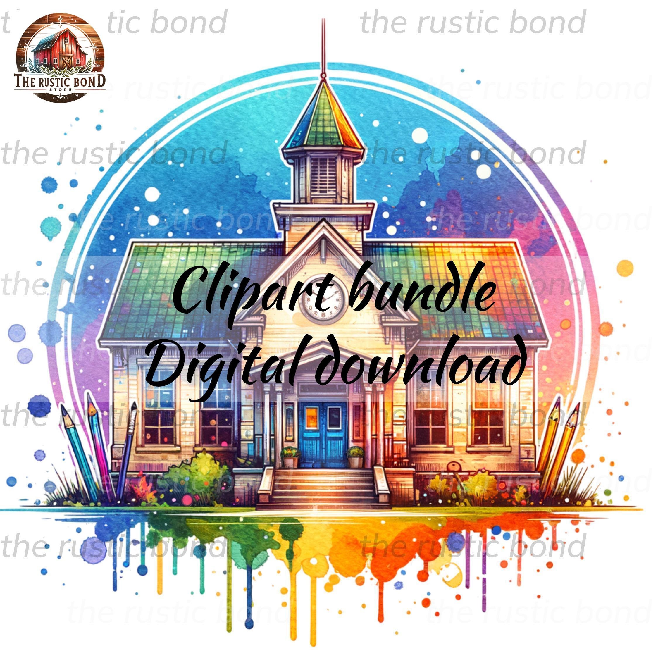 School Days Clipart Bundle of 15 - Instant Download Sublimation Design ...