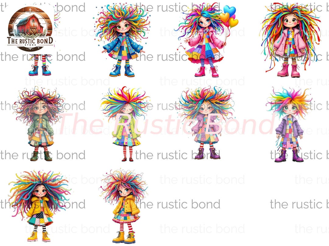 Colorful Rainbow Girls Clipart - Instant Download for Junk Journals ...