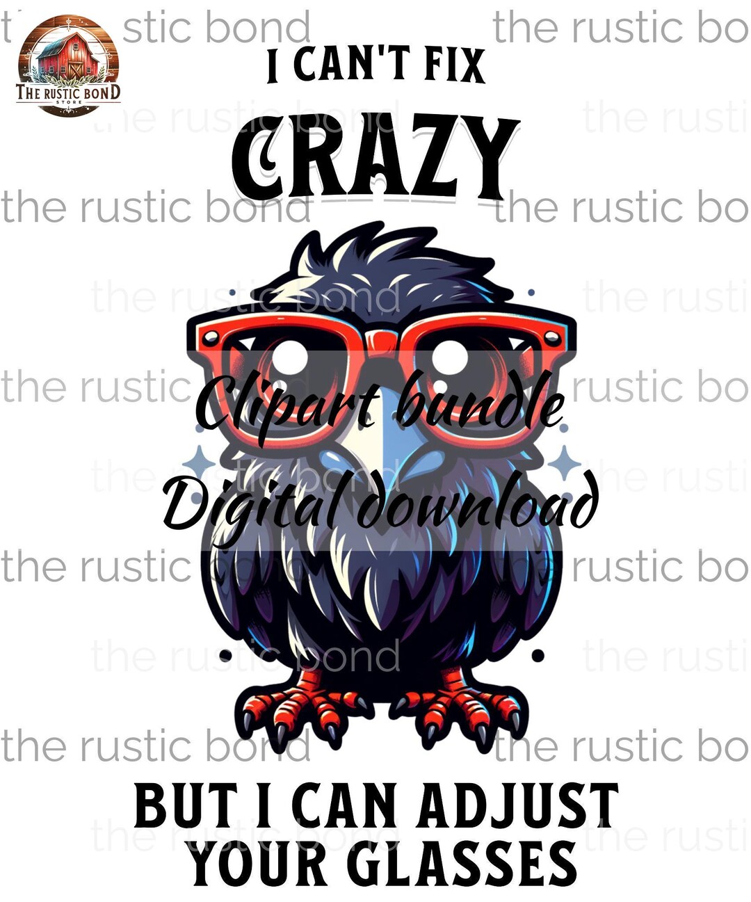 Funny Raven With Glasses Clipart: Optometry Design (digital Download ...