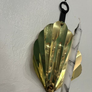 Mid Century Modern Black and Gold Metal Clam Shell Wall Sconce - Etsy