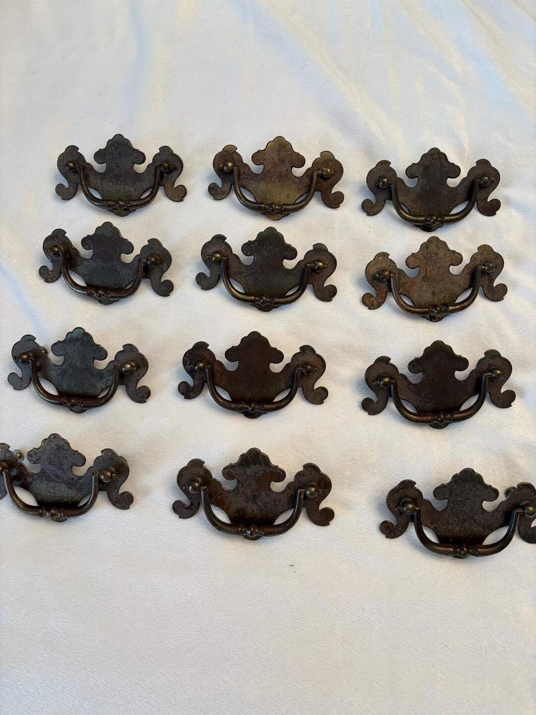 12 Vintage Ethan Allen Metal Draw Pulls. Antique Finish - Etsy