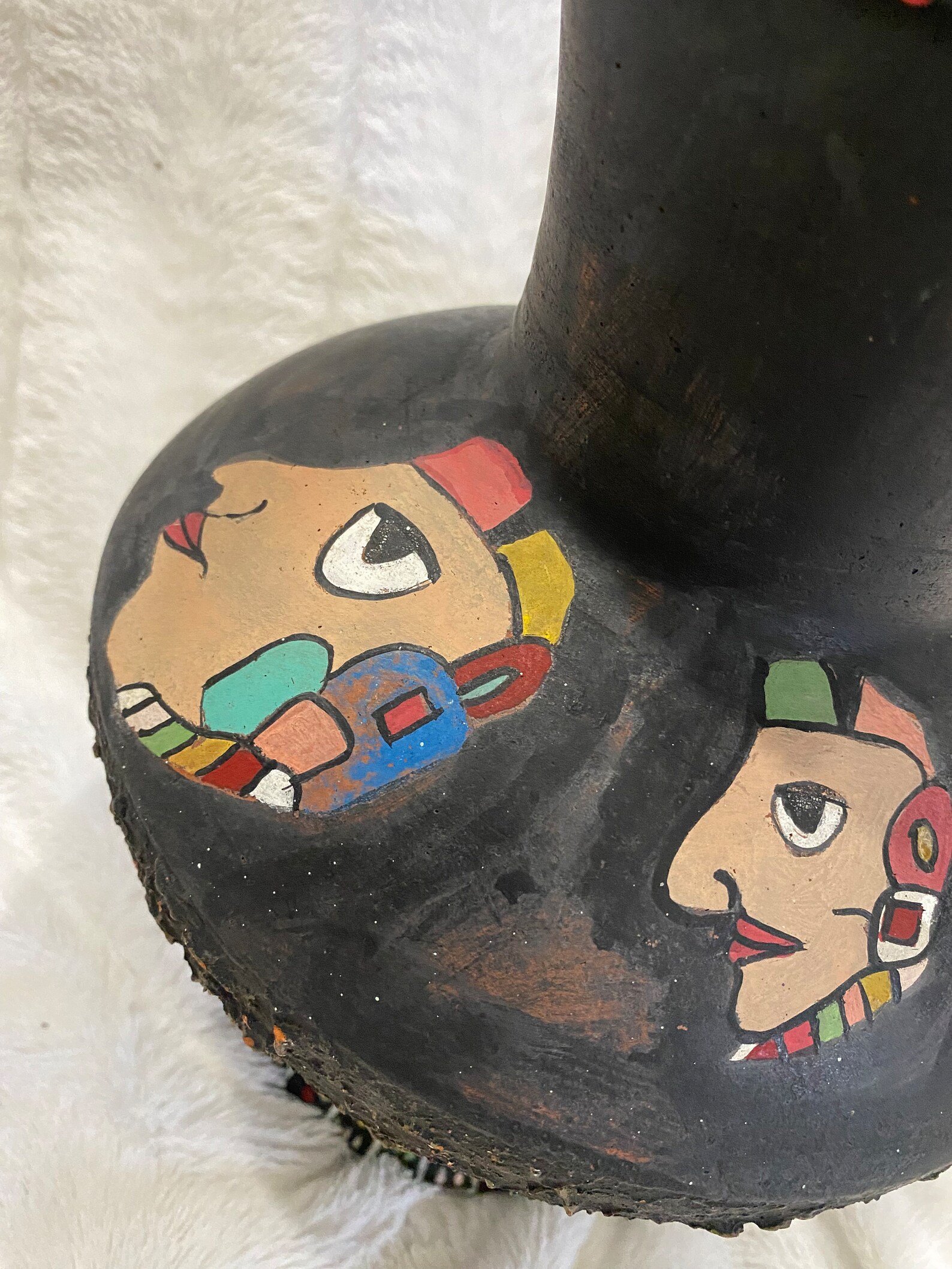 Vintage Hand Painted Aztec Pottery Vase 11 Inches Tall - Etsy
