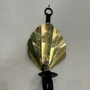 Mid Century Modern Black and Gold Metal Clam Shell Wall Sconce - Etsy