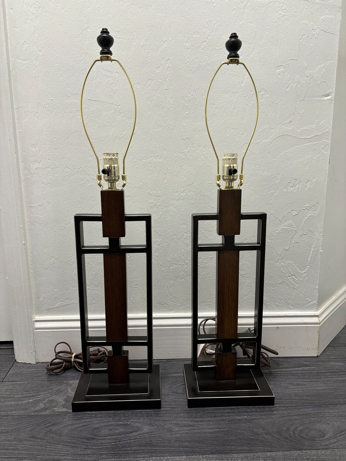 Two Mid Century Modern Table Lamps No Lampshade 32 Inches Tall - Etsy