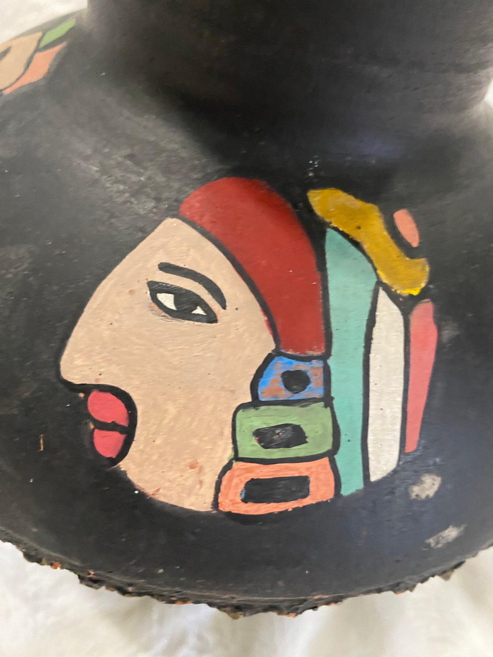 Vintage Hand Painted Aztec Pottery Vase 11 Inches Tall - Etsy