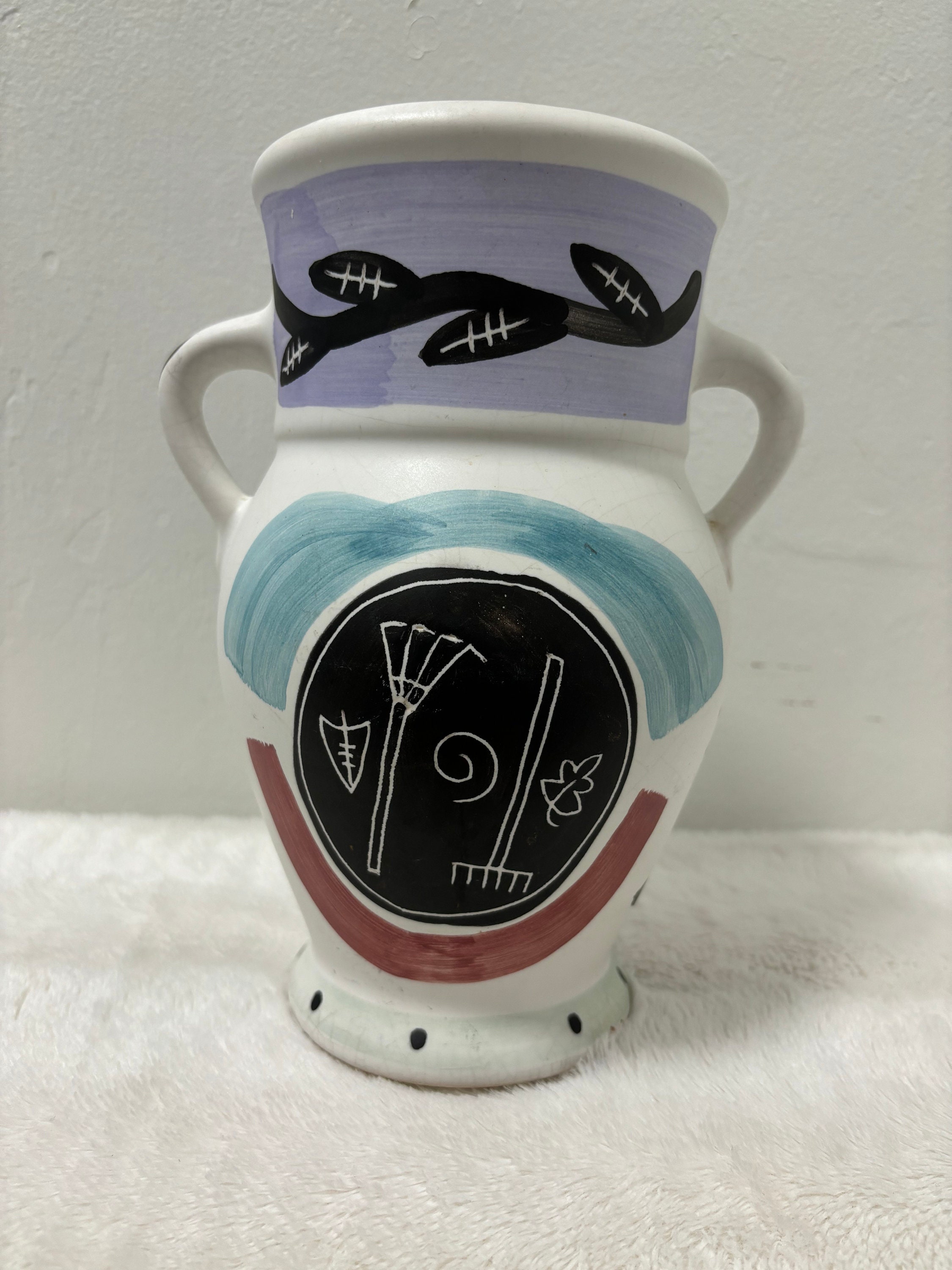 Vintage Treasure Craft Ceramic Pottery Vase Garden Design 8 Inches Tall ...