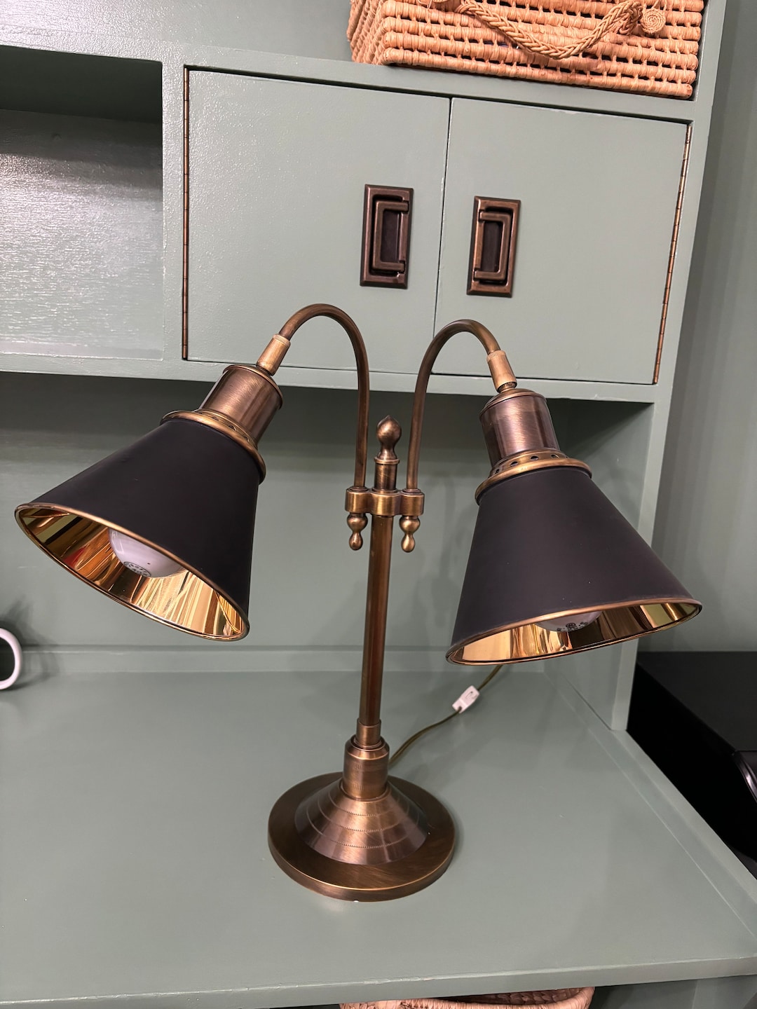 Gorgeous High Quality Brass Double Desk Lamp 19 Inches Tall - Etsy