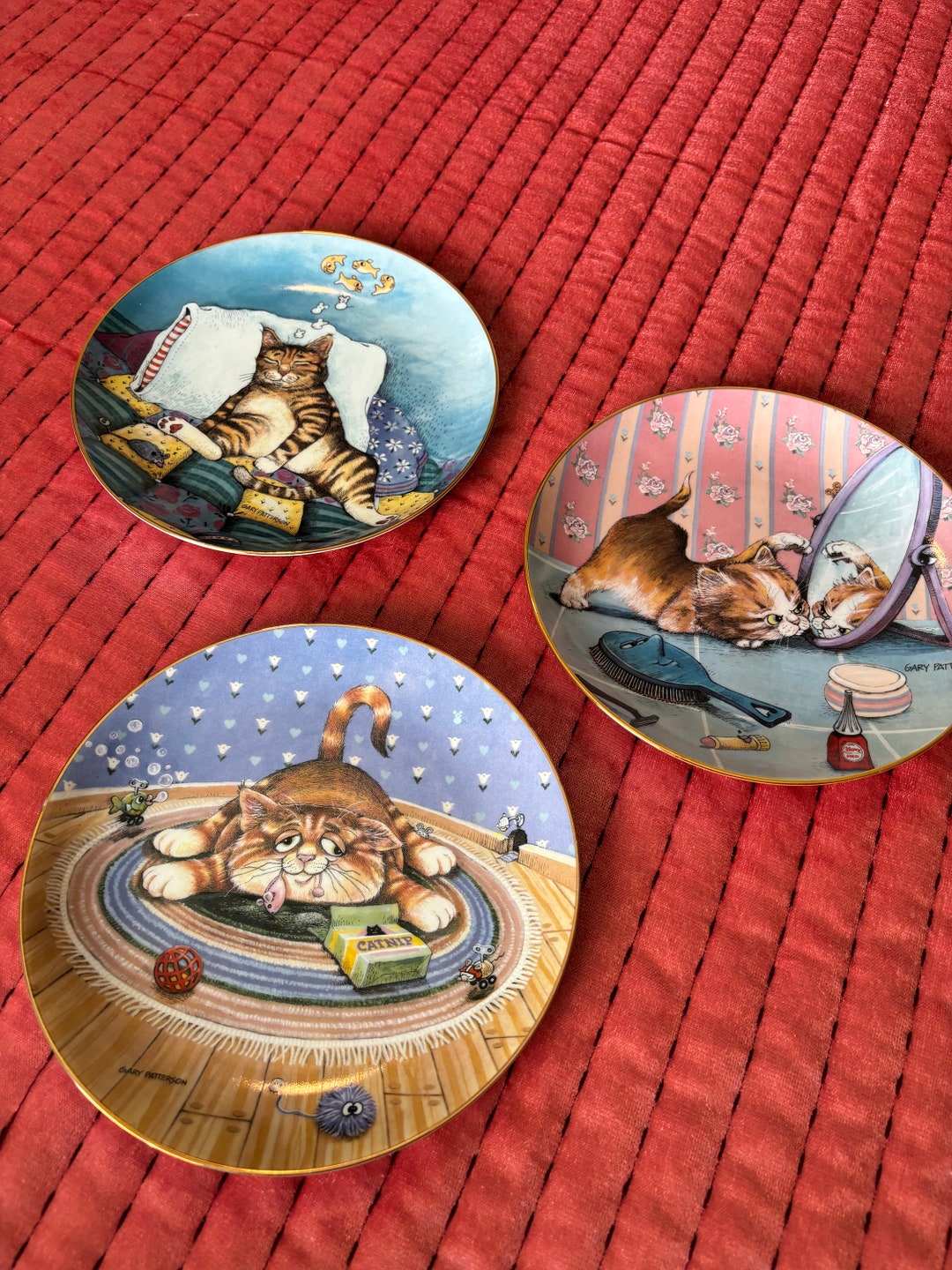 Three Porcelain Signed Gary Patterson Cat Collectors Plates 8 Inches ...
