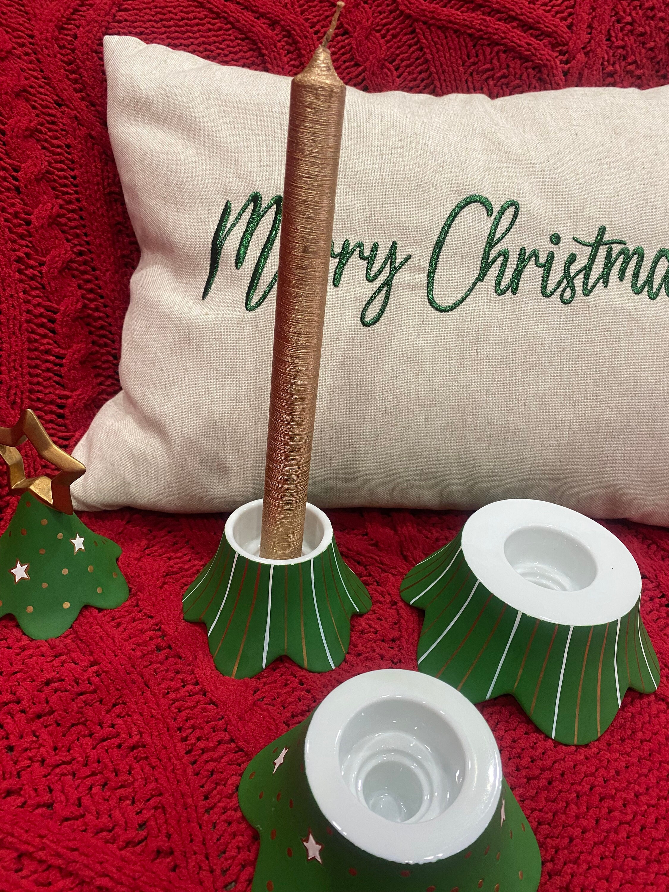 Partylite Ceramic Stackable Christmas Tree/ Candle Holders 9 Inches ...